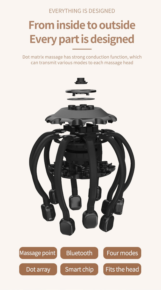 OCTOPUS Electric Head Massager Scalp Massage Instrument With Bluetooth ...